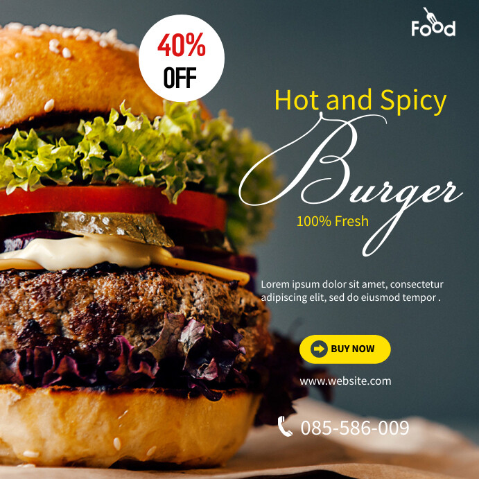 Burger Insta post Template | PosterMyWall
