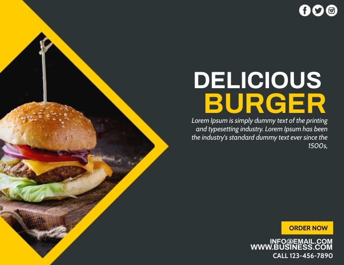 Grey and Yellow Burger Deal Bar Flyer Template | PosterMyWall