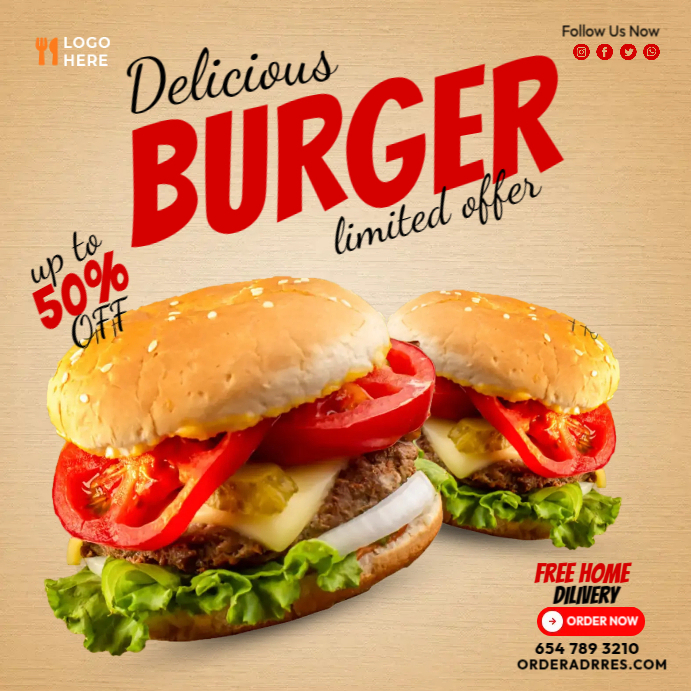 Burger Limited Offer Template | PosterMyWall