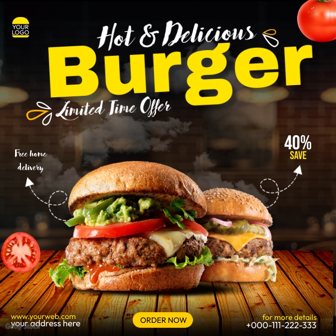 Burger Limited Offer Template | PosterMyWall