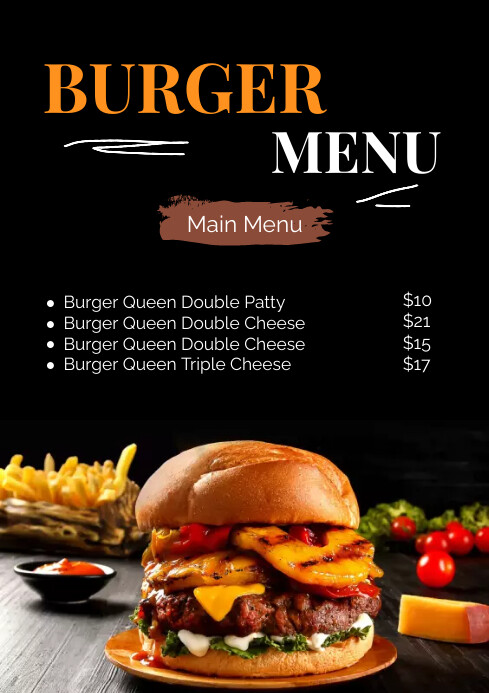 Burger Menu A4 Template | PosterMyWall