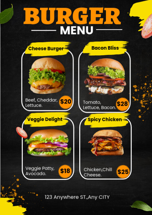 Burger menu Template | PosterMyWall
