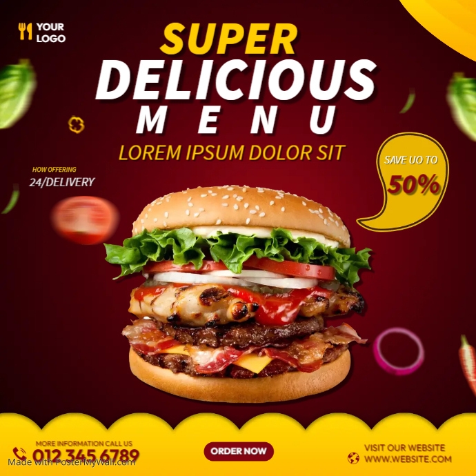 Burger Menu Template | PosterMyWall