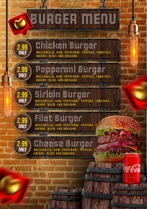 Plantilla de Burger menu | PosterMyWall