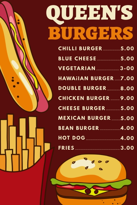 Burger Menu Design Template | PosterMyWall
