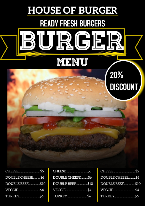 Copy of Burger menu | PosterMyWall