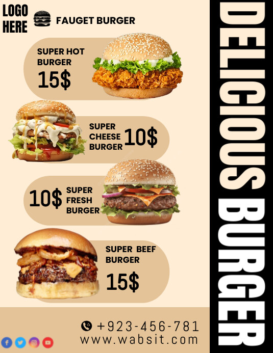 burger menu flyer Template | PosterMyWall