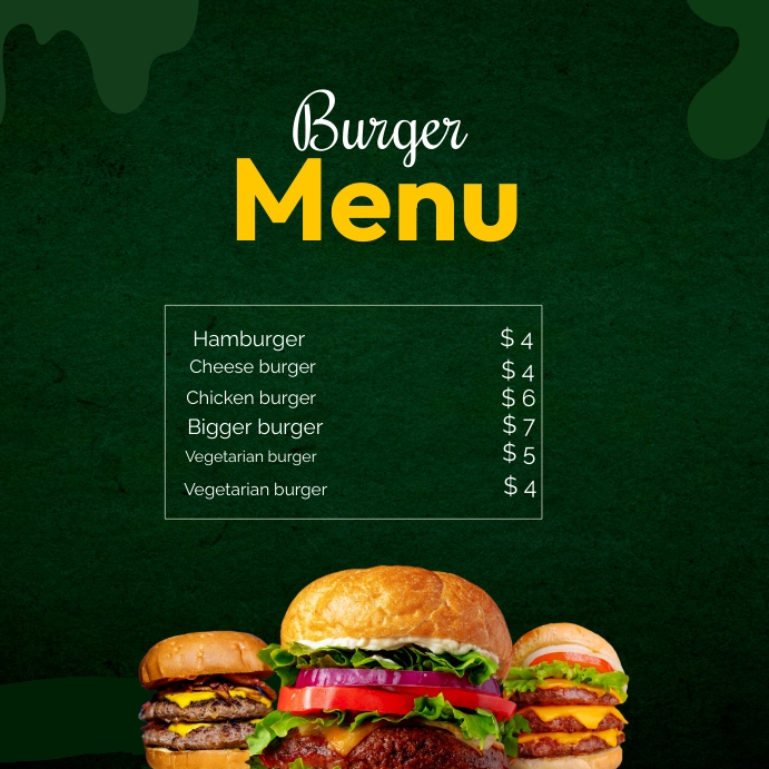 burger menu flyer template | PosterMyWall