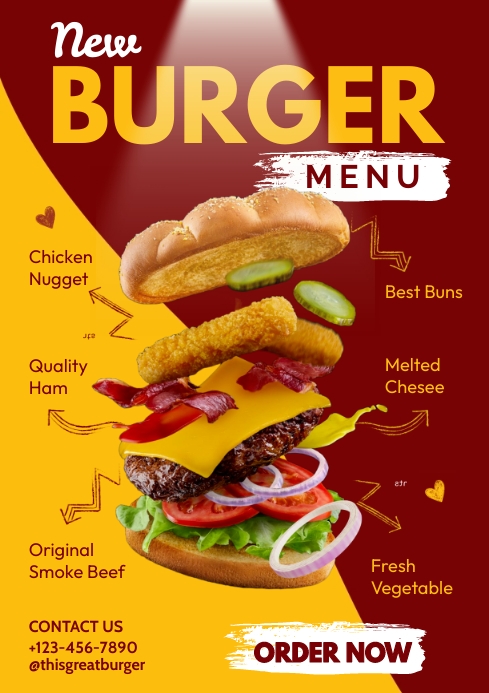 Plantilla de Burger menu new template | PosterMyWall