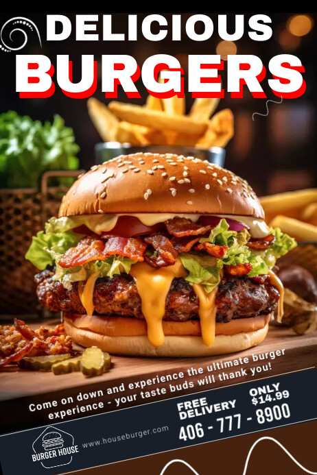 Burger Menu Restaurant Offer Poster Template | PosterMyWall
