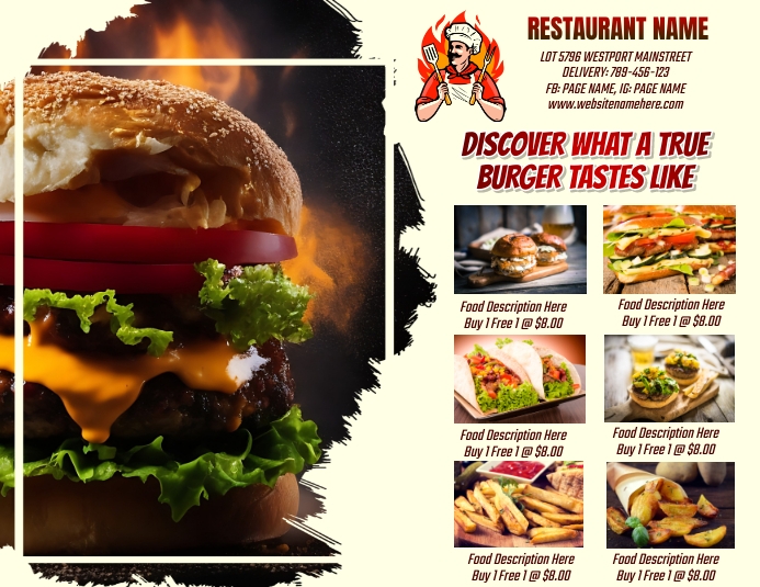 Burger Menu Special Deal Ad Flyer Template | PosterMyWall