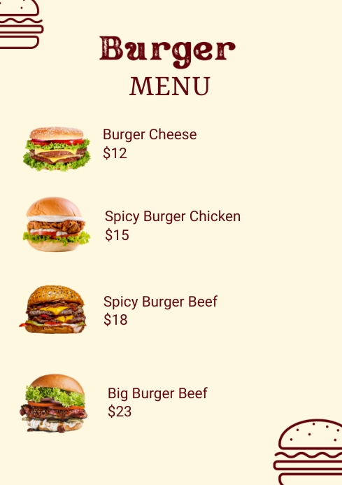Burger menu template | PosterMyWall