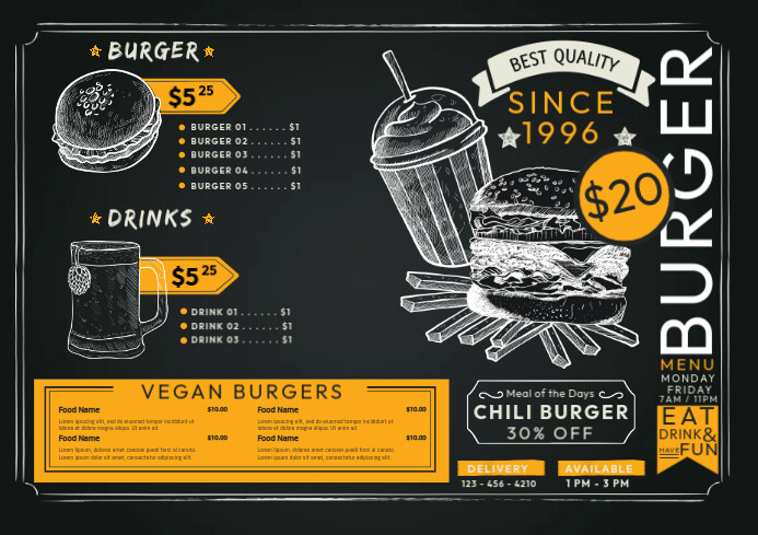 Burger Menu Template | PosterMyWall