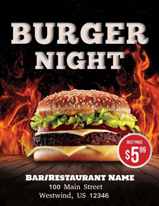Burger Night Template | PosterMyWall