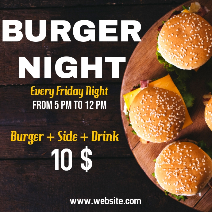 Burger night ad instagram poster Template | PosterMyWall