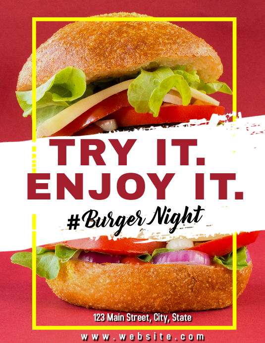 burger night flyer advertisement try it enjoy Template | PosterMyWall