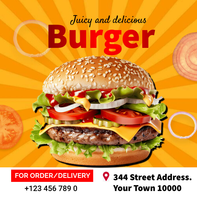 burger offer,menu,offer Instagram post Template | PosterMyWall