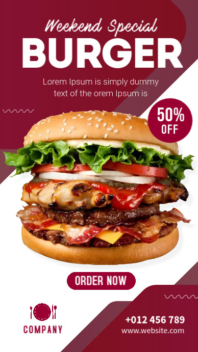 Plantilla de Burger Offer Banner Ad | PosterMyWall