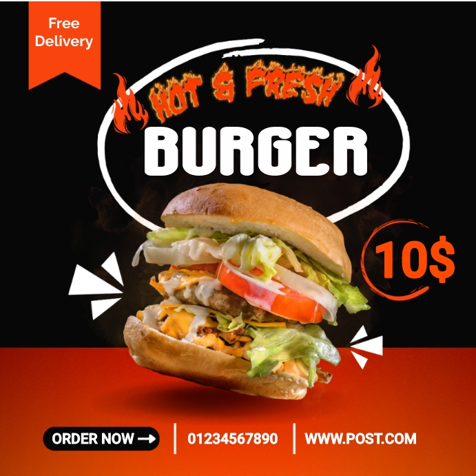 Plantilla de BURGER OFFER INSTAGRAM POST | PosterMyWall