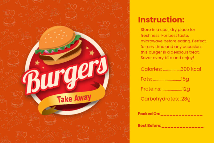 Burger Packing Label Template | PosterMyWall