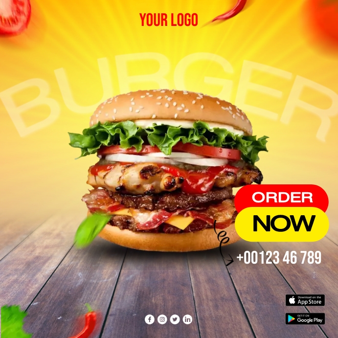 Burger post for instagram Template | PosterMyWall