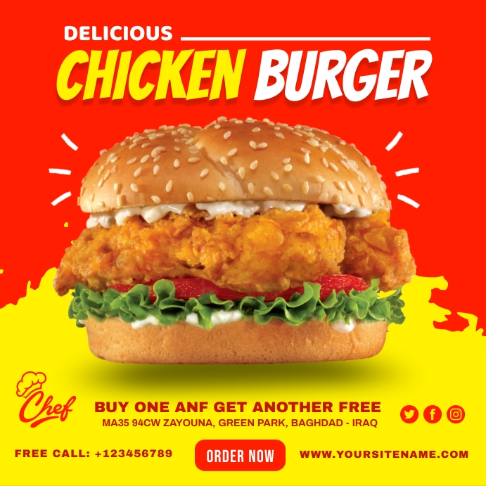 Burger Post - Restaurant Promo - Restaurant Post Template | PosterMyWall