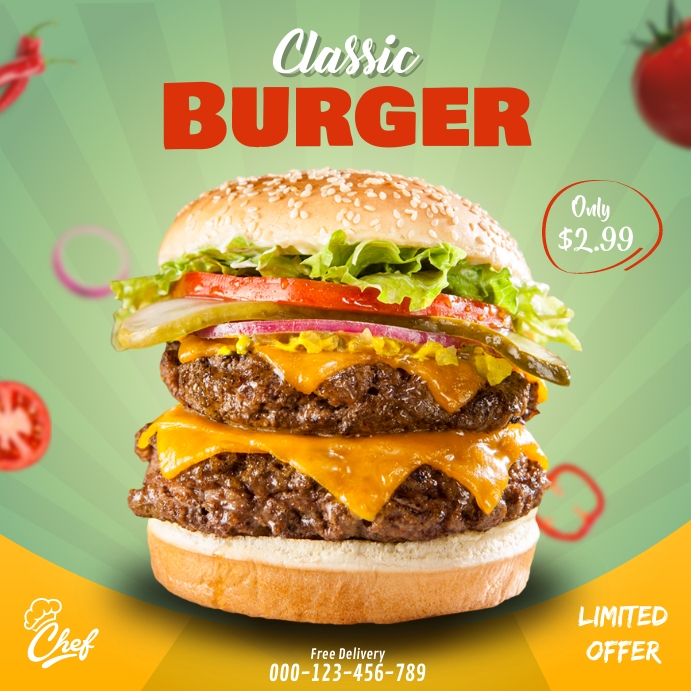 Burger Post - Restaurant Promo - Restaurant P Template | PosterMyWall