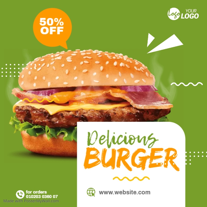 Burger Promo Ad Template | PosterMyWall