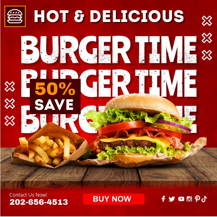 Plantilla de Burger Promo Ads | PosterMyWall