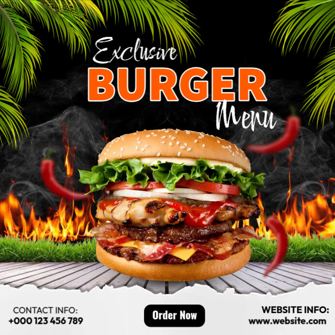 Plantilla de Burger Promo | PosterMyWall