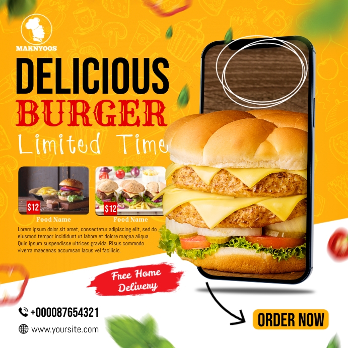 Burger Promotion Instagram Post Template | PosterMyWall