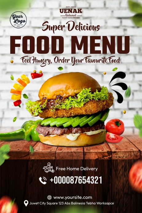 Burger Restaurant Cover Menu Template | PosterMyWall