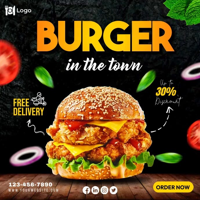 Burger Restaurant Flyer Templat | PosterMyWall