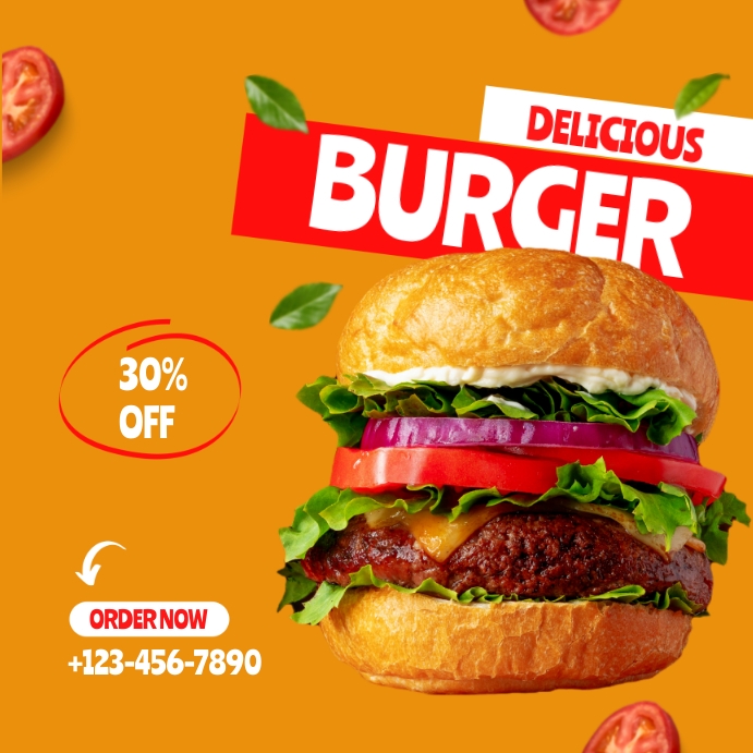 BURGER RESTAURANT INSTAGRAM TEMPLATE | PosterMyWall