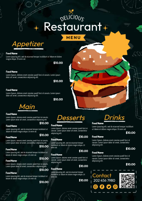 Burger Restaurant Menu Template | PosterMyWall