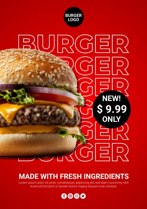 Plantilla de Burger Restaurant Poster | PosterMyWall