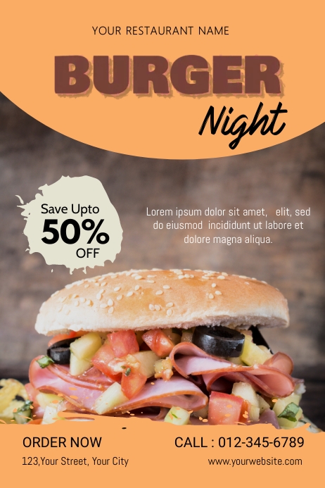 Burger restaurant Poster Template | PosterMyWall