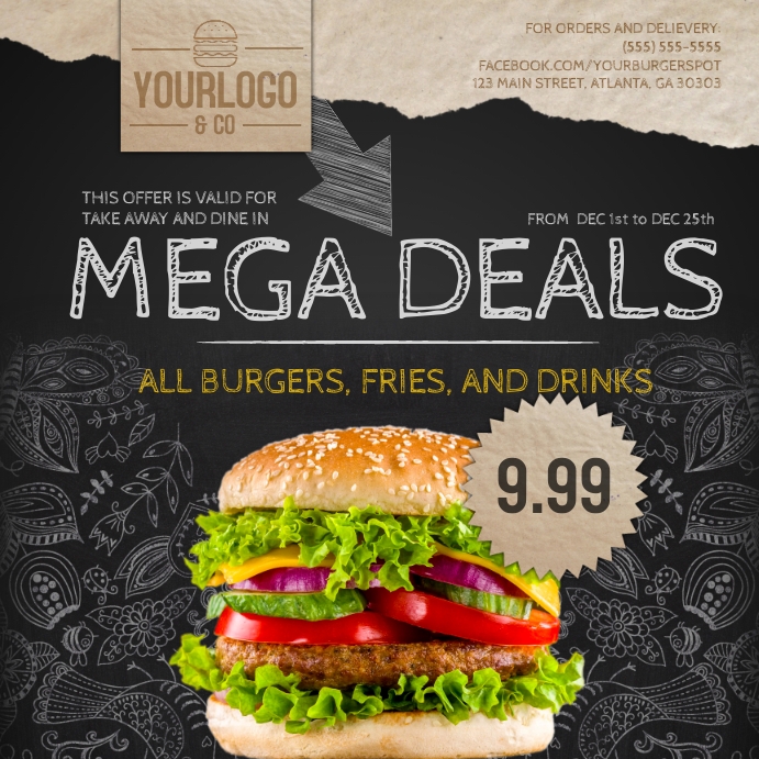 Burger Restaurant Promotion Flyer Template v. | PosterMyWall