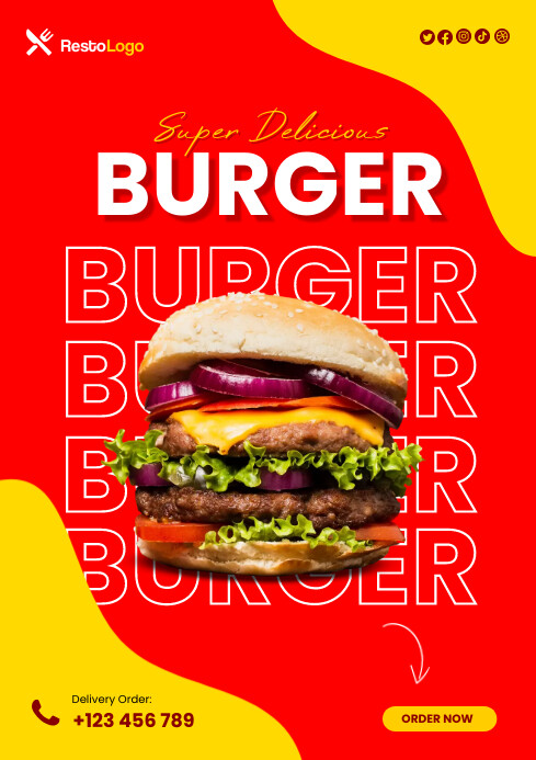 Burger Restaurant Promotion Poster Flyer Template | PosterMyWall