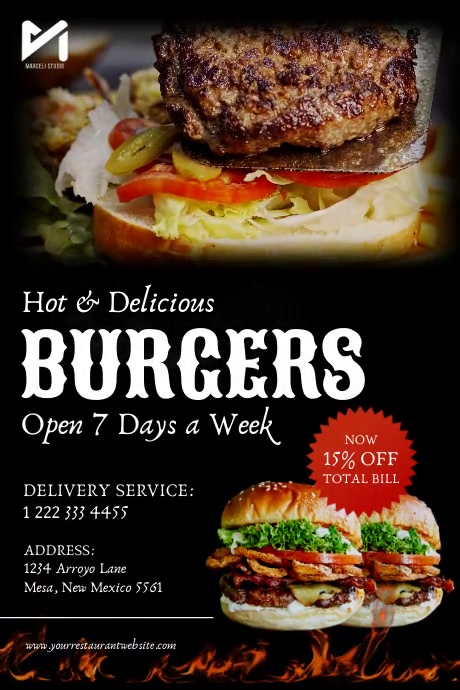 Burger Restaurant Video Poster Templat | PosterMyWall