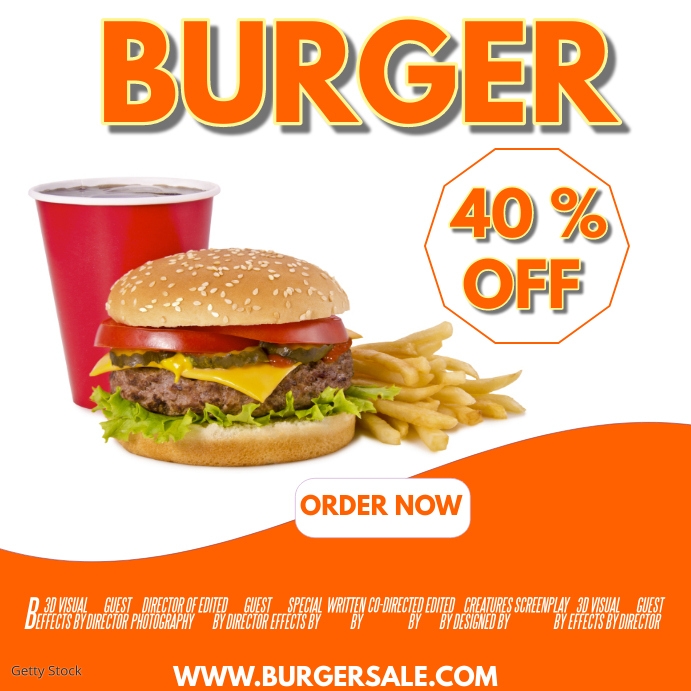 BURGER SALE 40 % OFF TEMPLATE | PosterMyWall