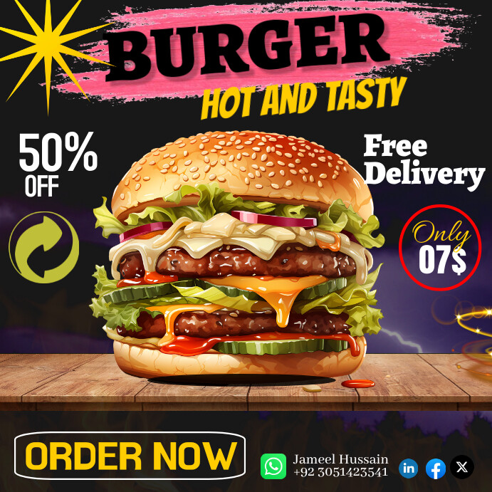Plantilla de Burger sale ads template | PosterMyWall