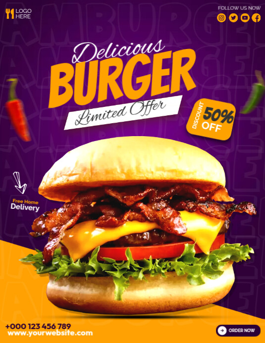 Plantilla de Burger Sale Flyer | PosterMyWall
