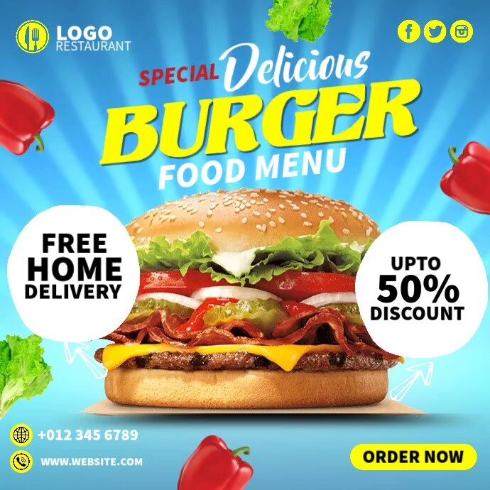 Burger Sale Video Ads Template | PosterMyWall