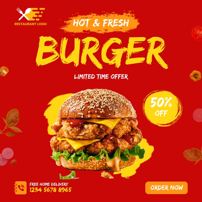 Burger social Instagram Post Template | PosterMyWall