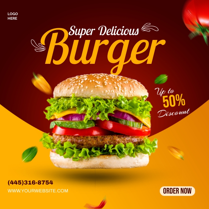 Burger Super Delicious Template | PosterMyWall