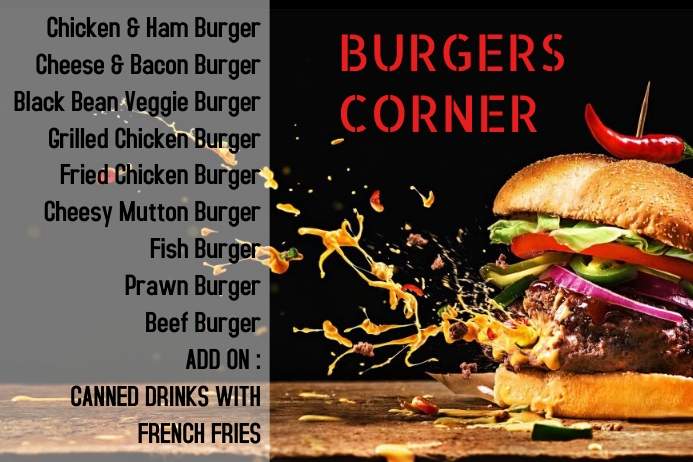 Burgers Corner Template | PosterMyWall