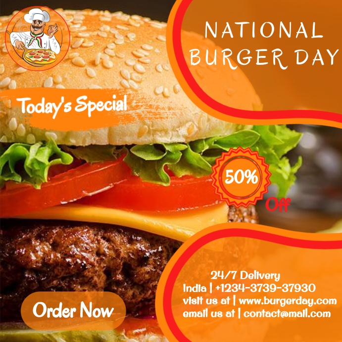 Burgers Day Discount Instagram post template | PosterMyWall