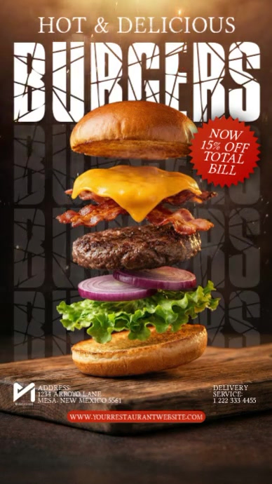 Burgers Digital Display (9:16) Template | PosterMyWall