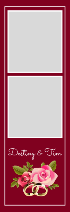 Burgundy & White Floral Wedding 2x6 Photo Frame Template | PosterMyWall